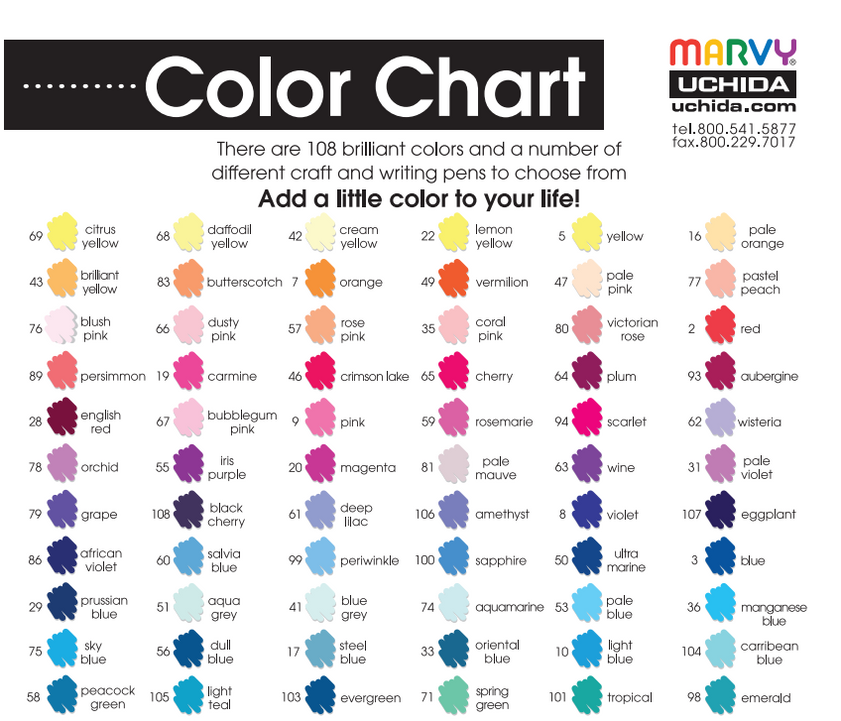 108 COLOR CHART — Marvy Uchida